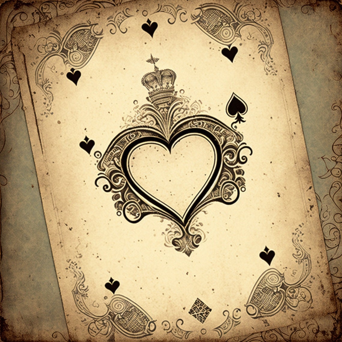 Vintage Playing Card Digital Paper: Fantasy Scrapbook Backgrounds ...