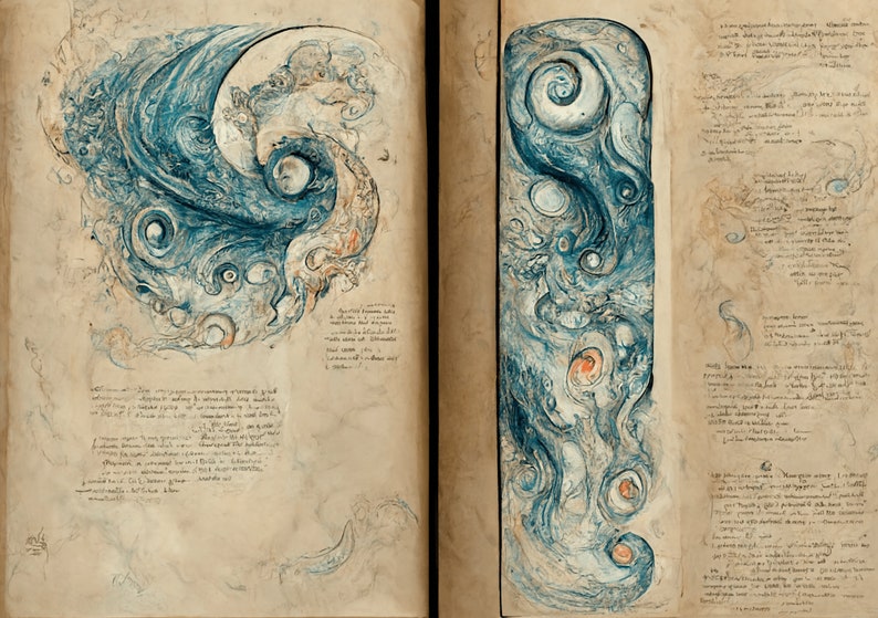 Water Grimoire Digital Paper: Vintage Spell Book Pages (A4) - Etsy
