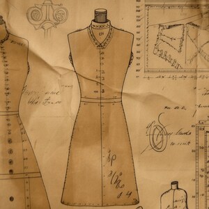 A4 Vintage Sewing Printable Digital Background Paper / Junk Journal ...