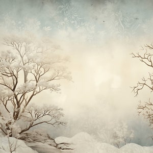 Vintage Winter / Snow Digital Background Paper / Stained Paper ...