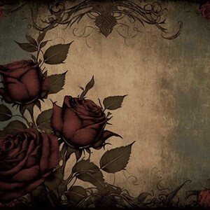 A4 Vintage Gothic Roses Digital Background Paper / Junk Journal ...
