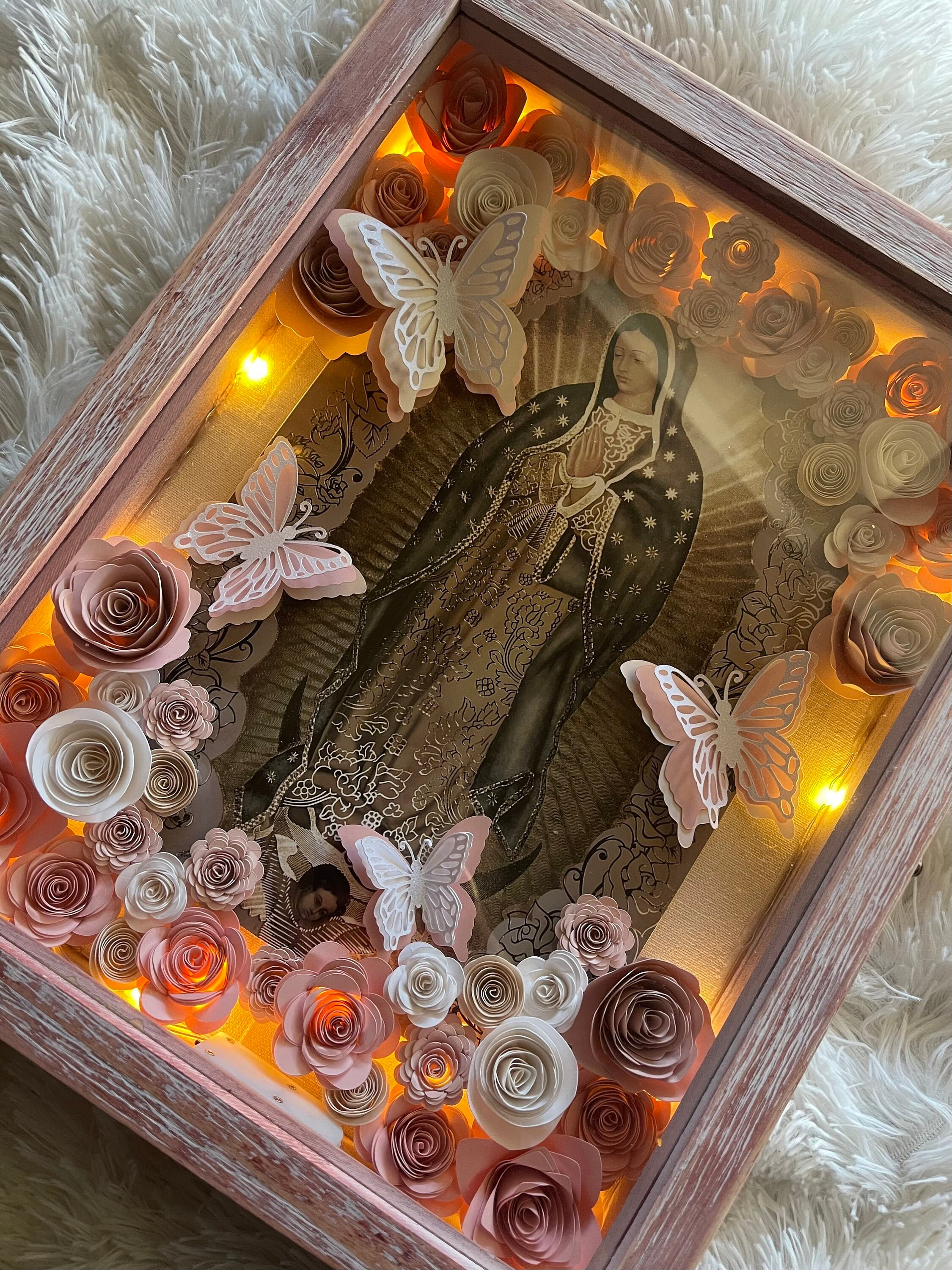Virgin Mary Fairy Light Shadow Box - Etsy