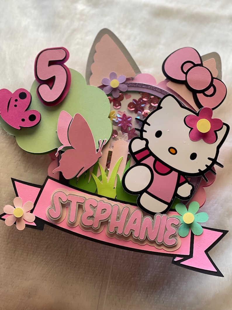 Hello Birthday Kitty Cake Topper - Etsy