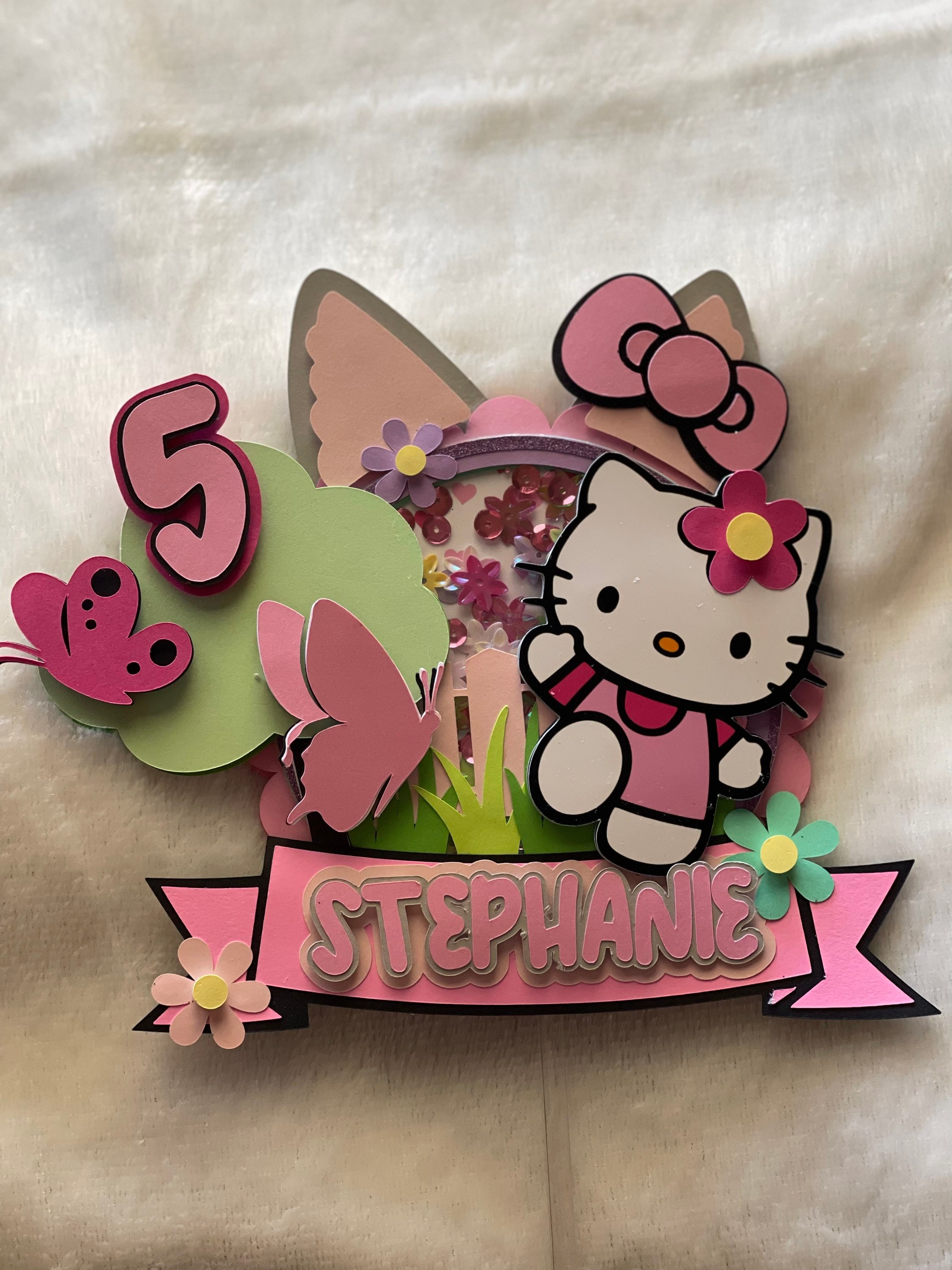 Hello Birthday Kitty Cake Topper - Etsy