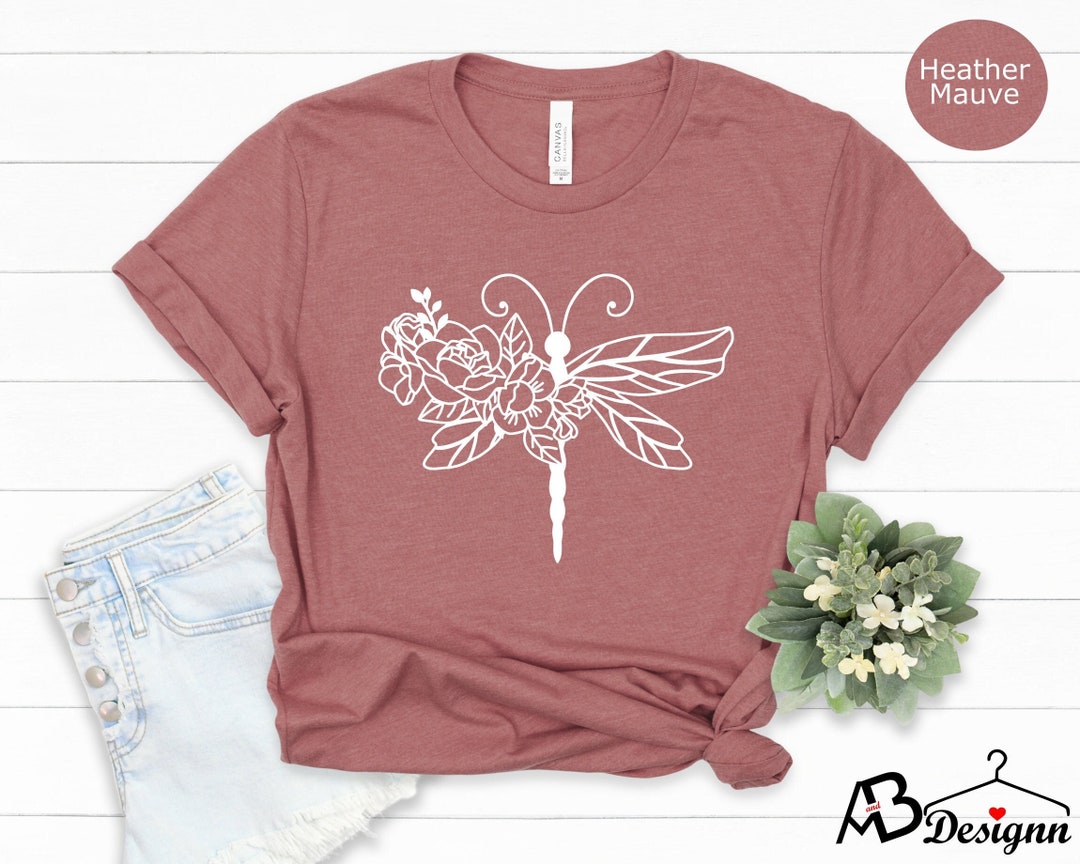 Dragonfly Shirt, Floral Dragonfly Shirt, Dragonfly Lover Gift,dragonfly ...
