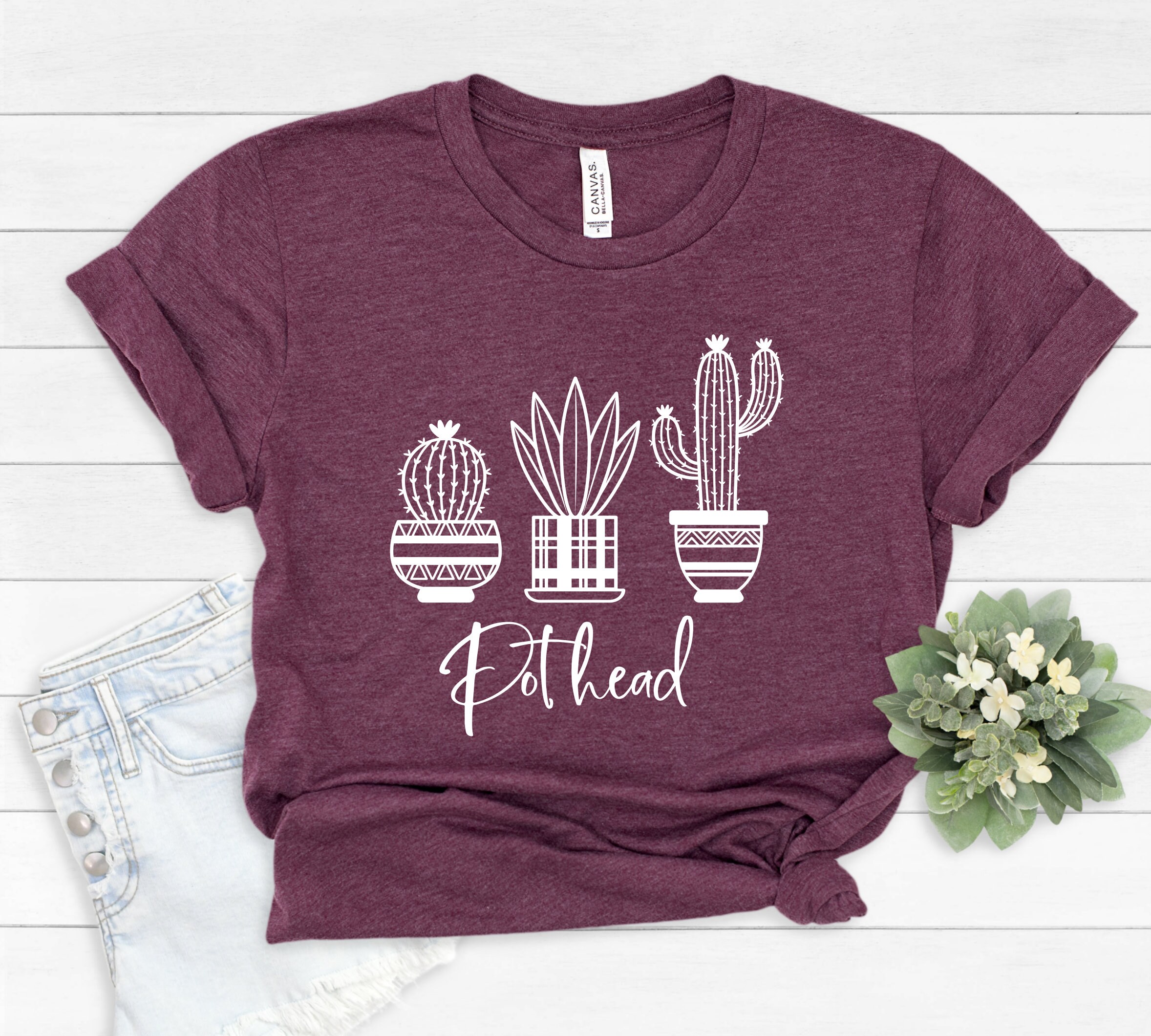 Pot Head T-shirt Pot Head Shirt Plant Lover Tee Succulent - Etsy