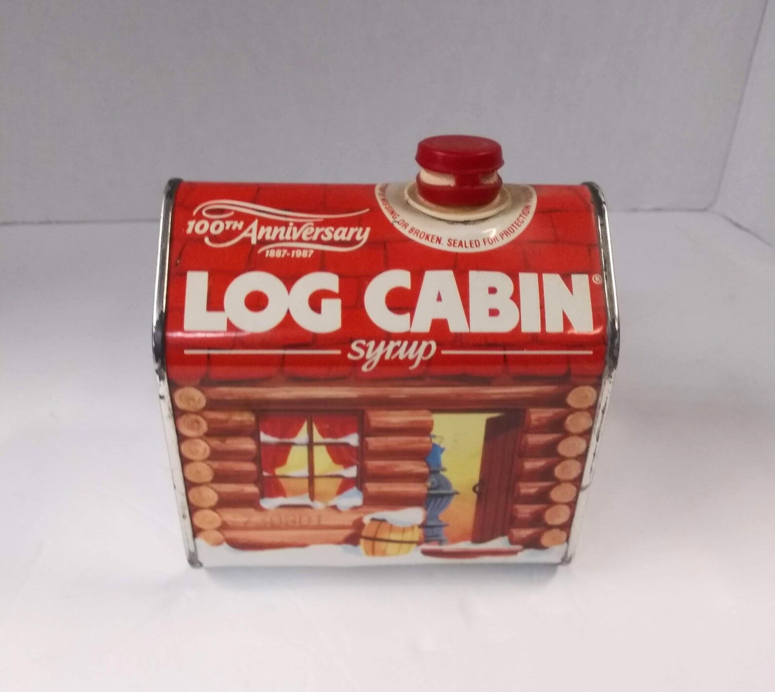 1980s Red Log Cabin Maple Syrup Tin Can 100th Anniversary - Etsy