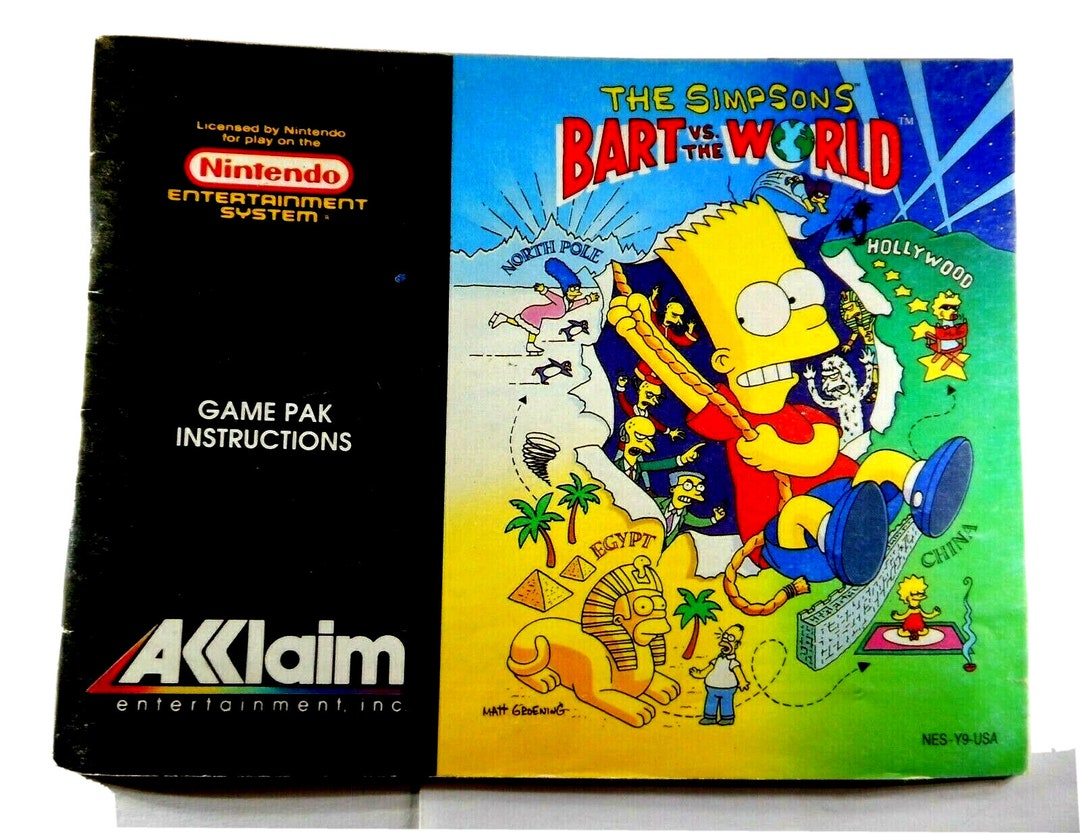 The Simpsons Bart Vs the World ORIGINAL NES Instruction Manual ONLY - Etsy