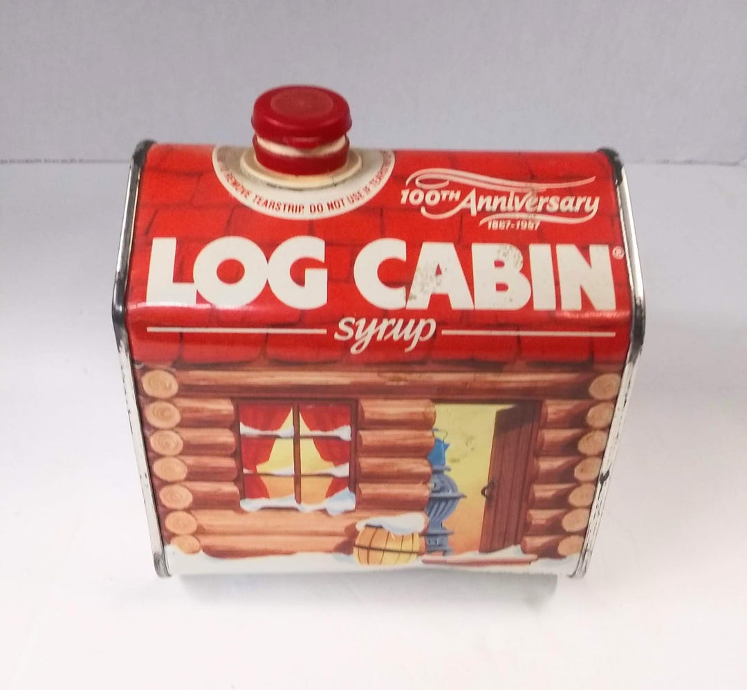 1980s Red Log Cabin Maple Syrup Tin Can 100th Anniversary - Etsy