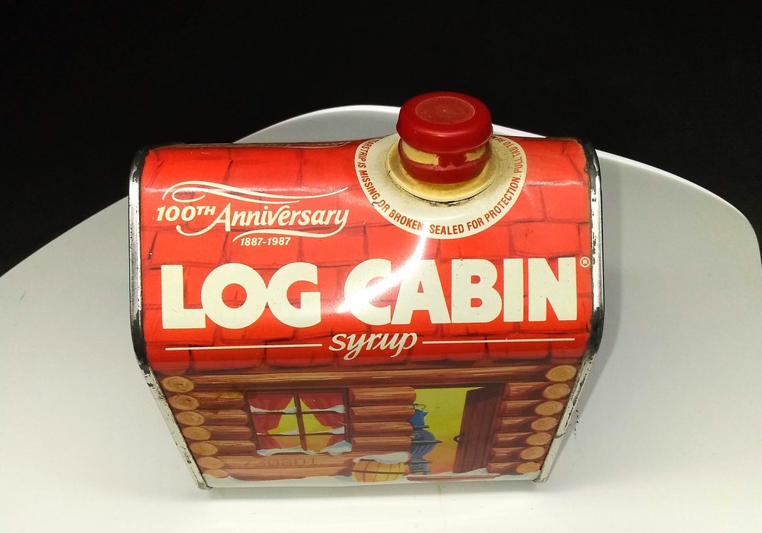 1980s Red Log Cabin Maple Syrup Tin Can 100th Anniversary - Etsy