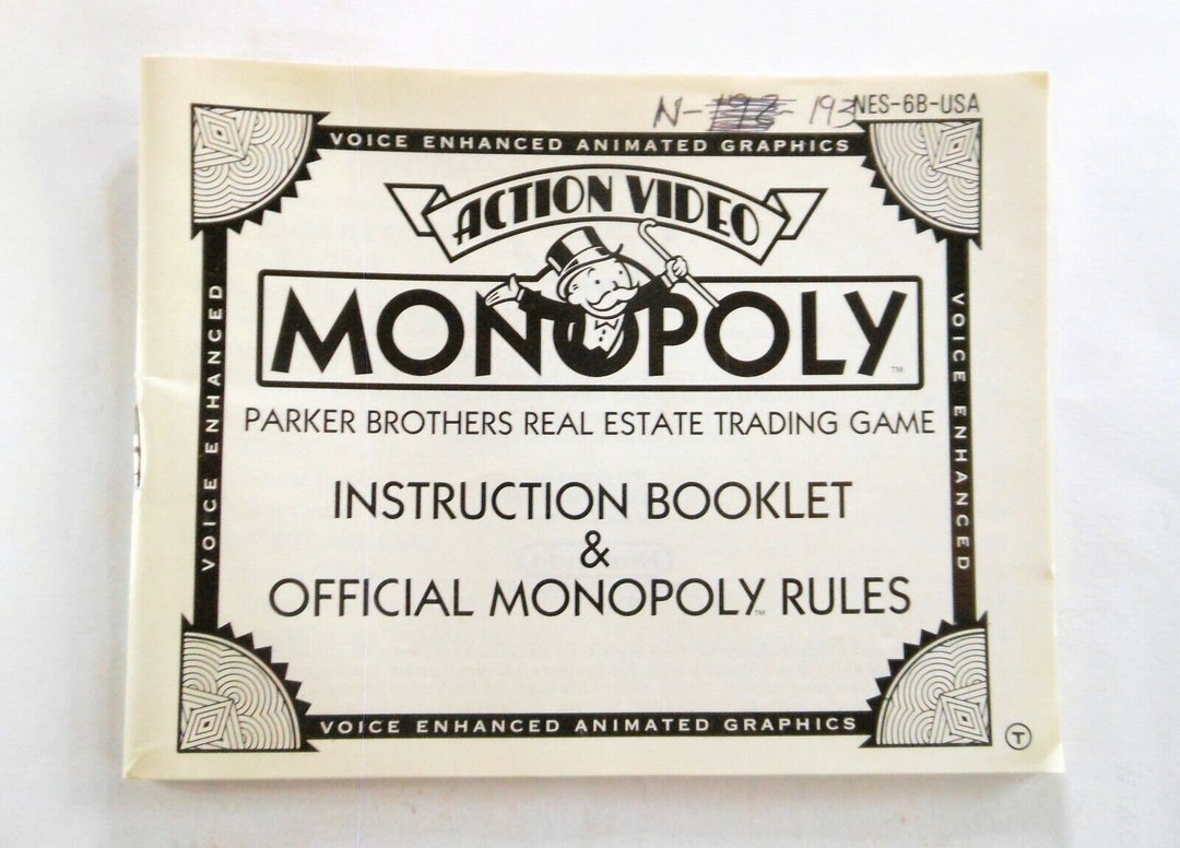 Monopoly ORIGINAL NES Instruction Manual. - Etsy