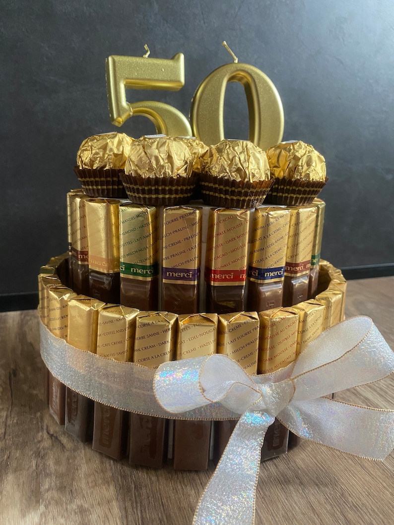 Süßigkeitentorte Geschenktorte Merci Rocher Geburtstag Geburtstagstorte ...