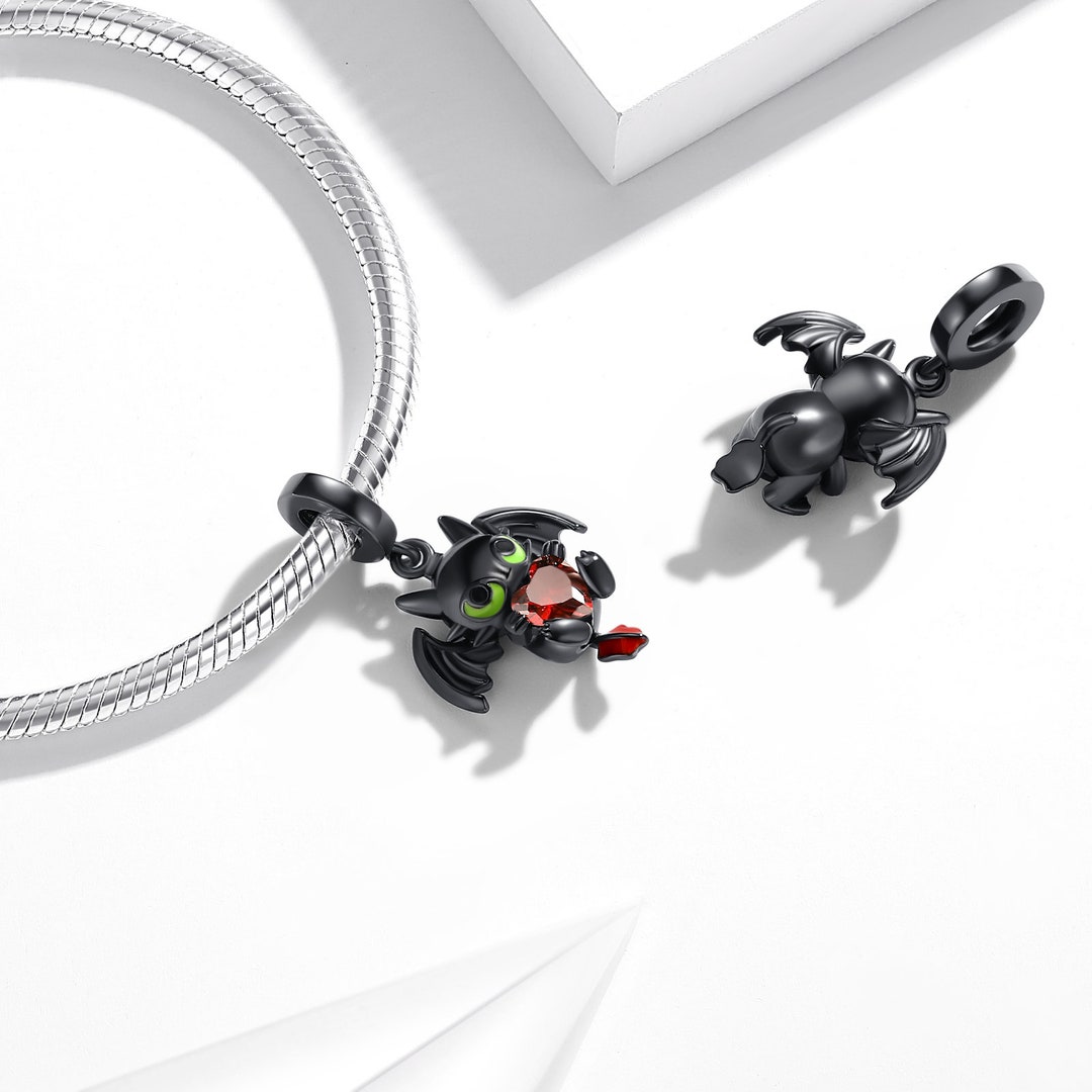 Jahn Night Fury Black Dragon Sterling Silver Fits Pandora Charm ...