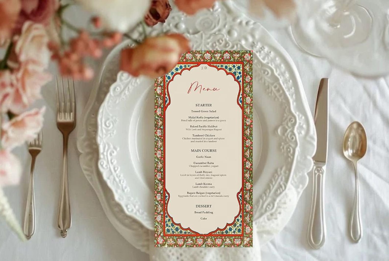 Custom Wedding Menu Card, Minimalist Wedding Monogram, Made-to-order ...