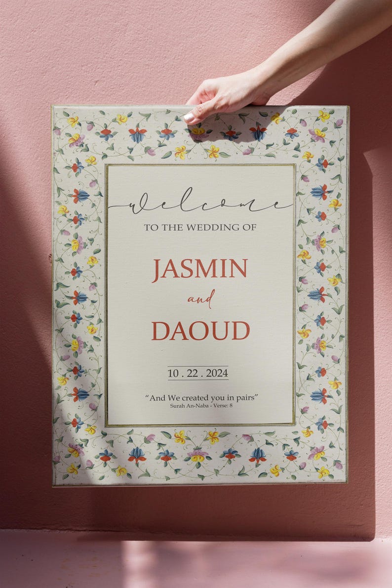 Luxury Muslim Wedding Welcome Sign, Vintage Welcome Sign, Nikkah ...