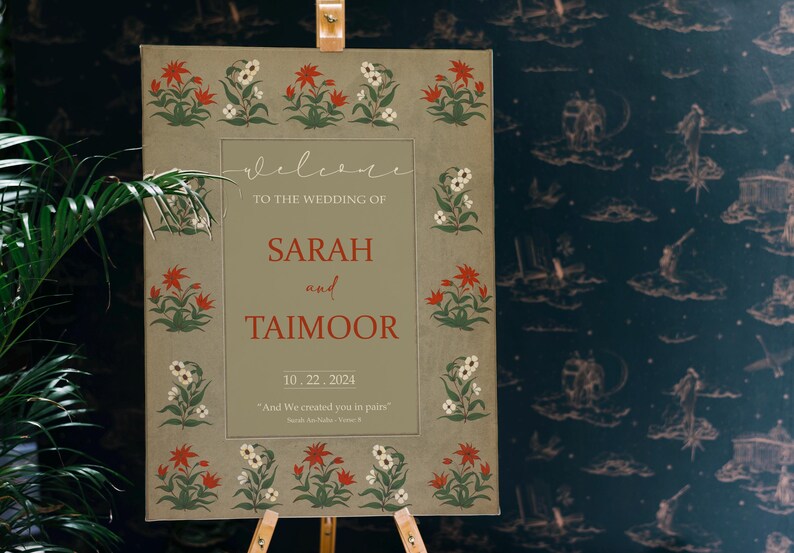 Luxury Muslim Wedding Welcome Sign, Vintage Welcome Sign, Nikkah ...