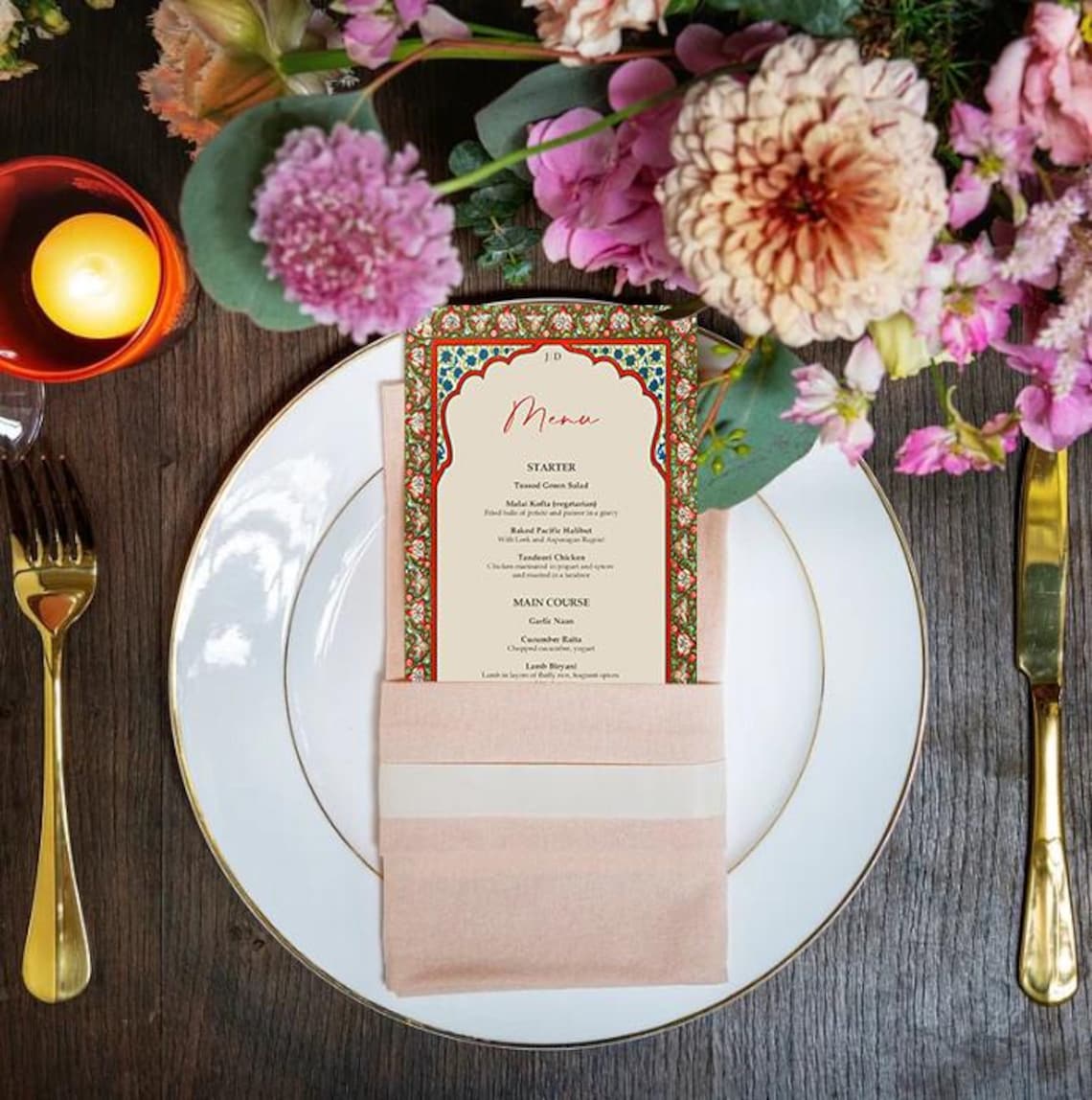 Custom Wedding Menu Card, Minimalist Wedding Monogram, Made-to-order ...