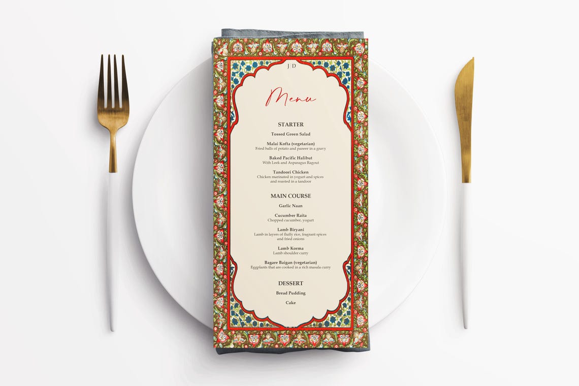 Custom Wedding Menu Card, Minimalist Wedding Monogram, Made-to-order ...