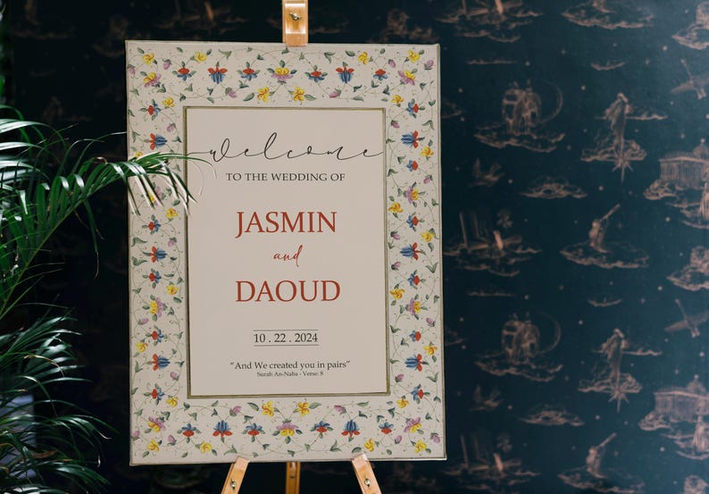 Luxury Muslim Wedding Welcome Sign, Vintage Welcome Sign, Nikkah ...