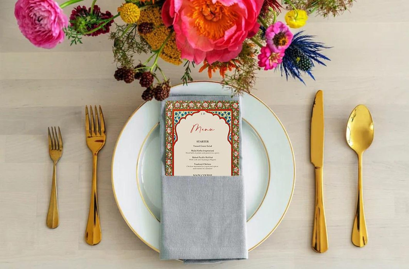 Custom Wedding Menu Card, Minimalist Wedding Monogram, Made-to-order ...