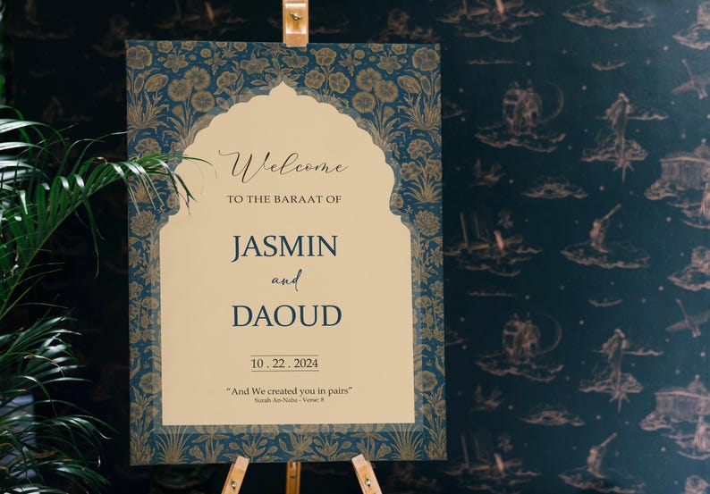 CUSTOM Luxury Muslim Wedding Welcome Sign, Vintage Welcome Sign, Nikkah ...
