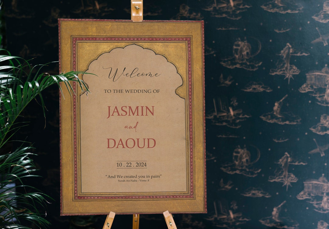 Custom-luxury Muslim Wedding Welcome Sign, Vintage Welcome Sign, Nikkah ...