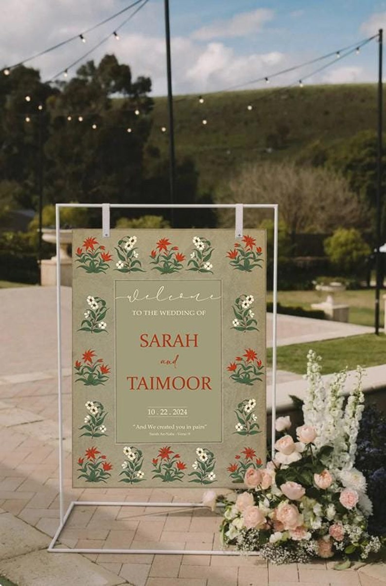 Luxury Muslim Wedding Welcome Sign, Vintage Welcome Sign, Nikkah ...