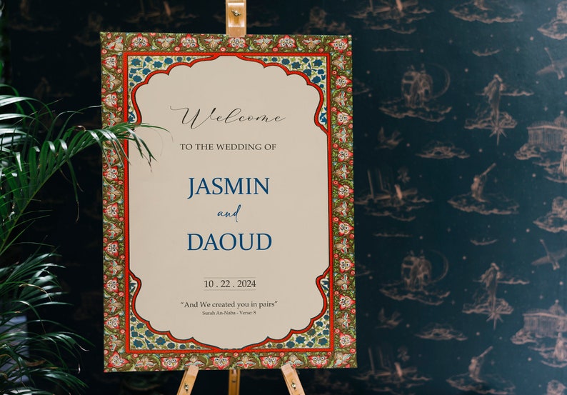 Luxury Muslim Wedding Welcome Sign, Vintage Welcome Sign, Nikkah ...