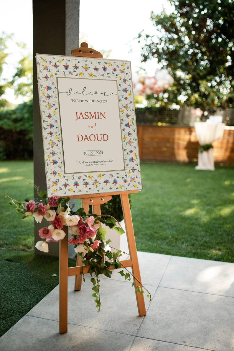 Luxury Muslim Wedding Welcome Sign, Vintage Welcome Sign, Nikkah ...