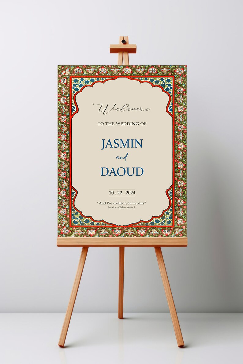 Luxury Muslim Wedding Welcome Sign, Vintage Welcome Sign, Nikkah ...