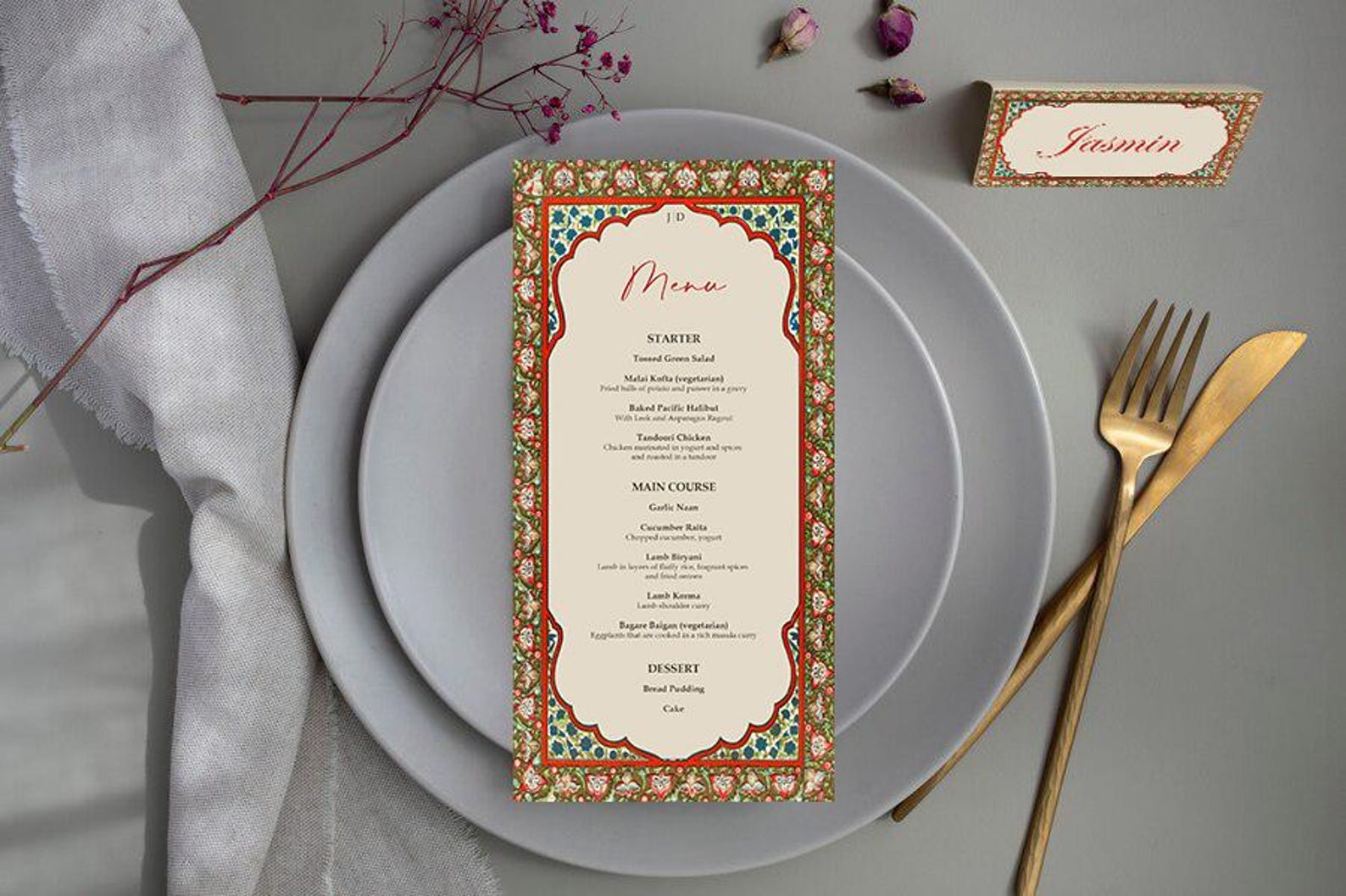Custom Wedding Menu Card, Minimalist Wedding Monogram, Made-to-order ...