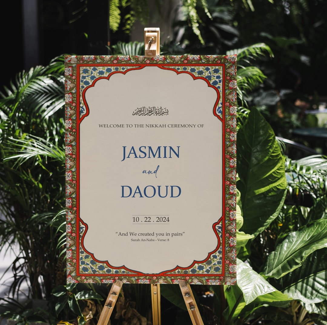 Luxury Muslim Wedding Welcome Sign, Vintage Welcome Sign, Nikkah ...