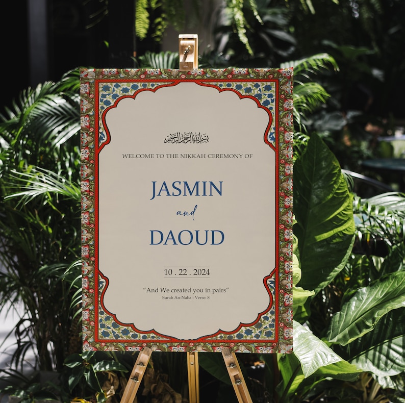 Luxury Muslim Wedding Welcome Sign, Vintage Welcome Sign, Nikkah ...