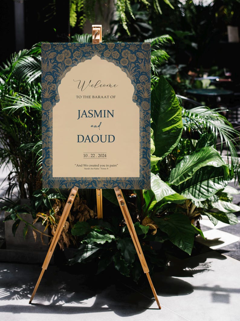 CUSTOM Luxury Muslim Wedding Welcome Sign, Vintage Welcome Sign, Nikkah ...