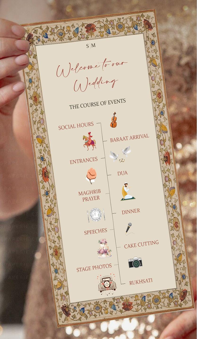 Program Card Wedding, Mughal Wedding Monogram, Made-to-order Program ...