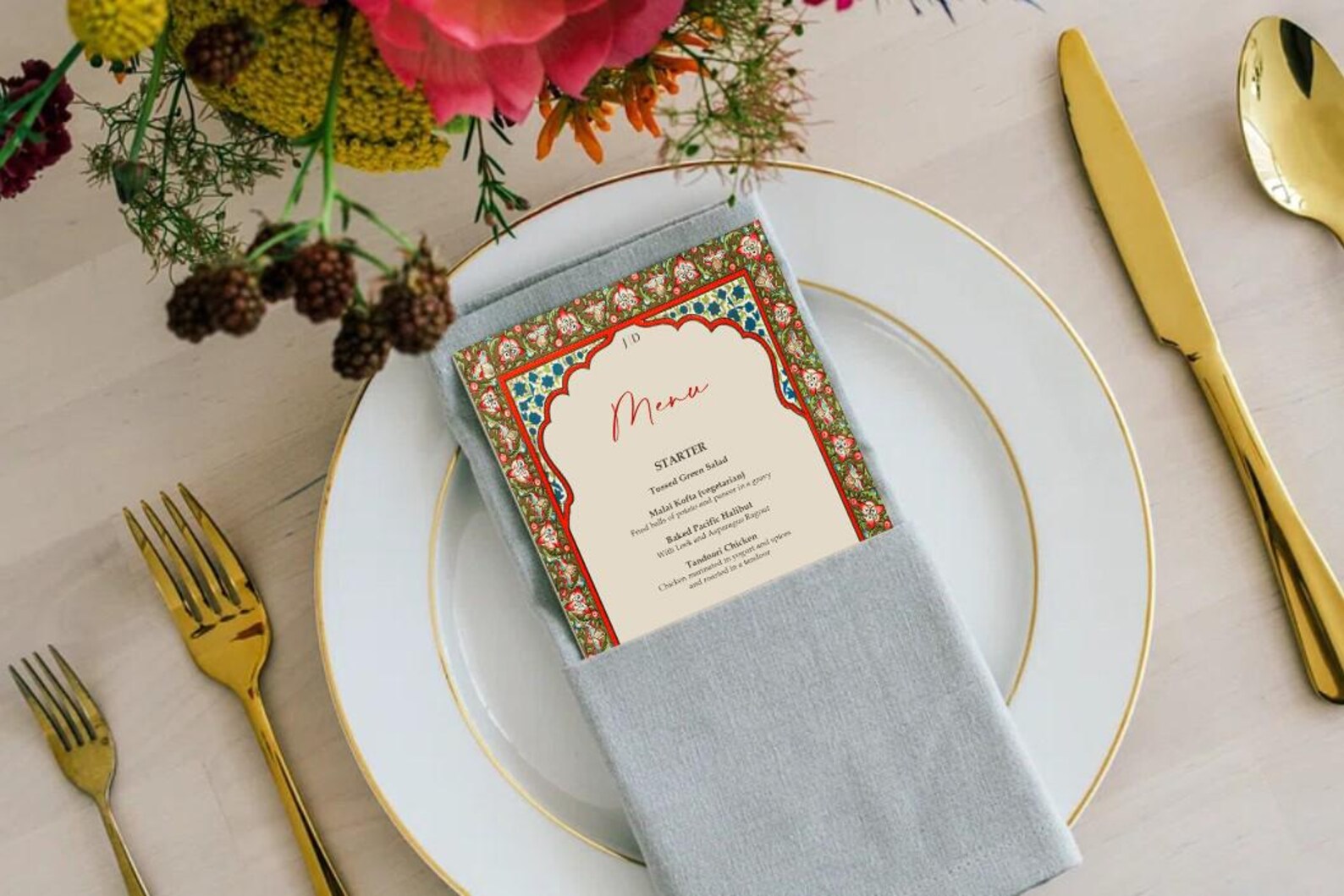 Custom Wedding Menu Card, Minimalist Wedding Monogram, Made-to-order ...