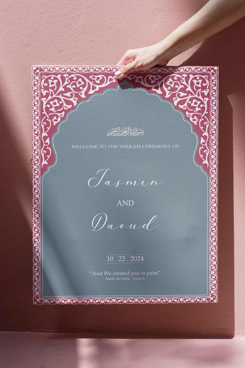 Luxury Muslim Wedding Welcome Sign, Vintage Welcome Sign, Nikkah ...