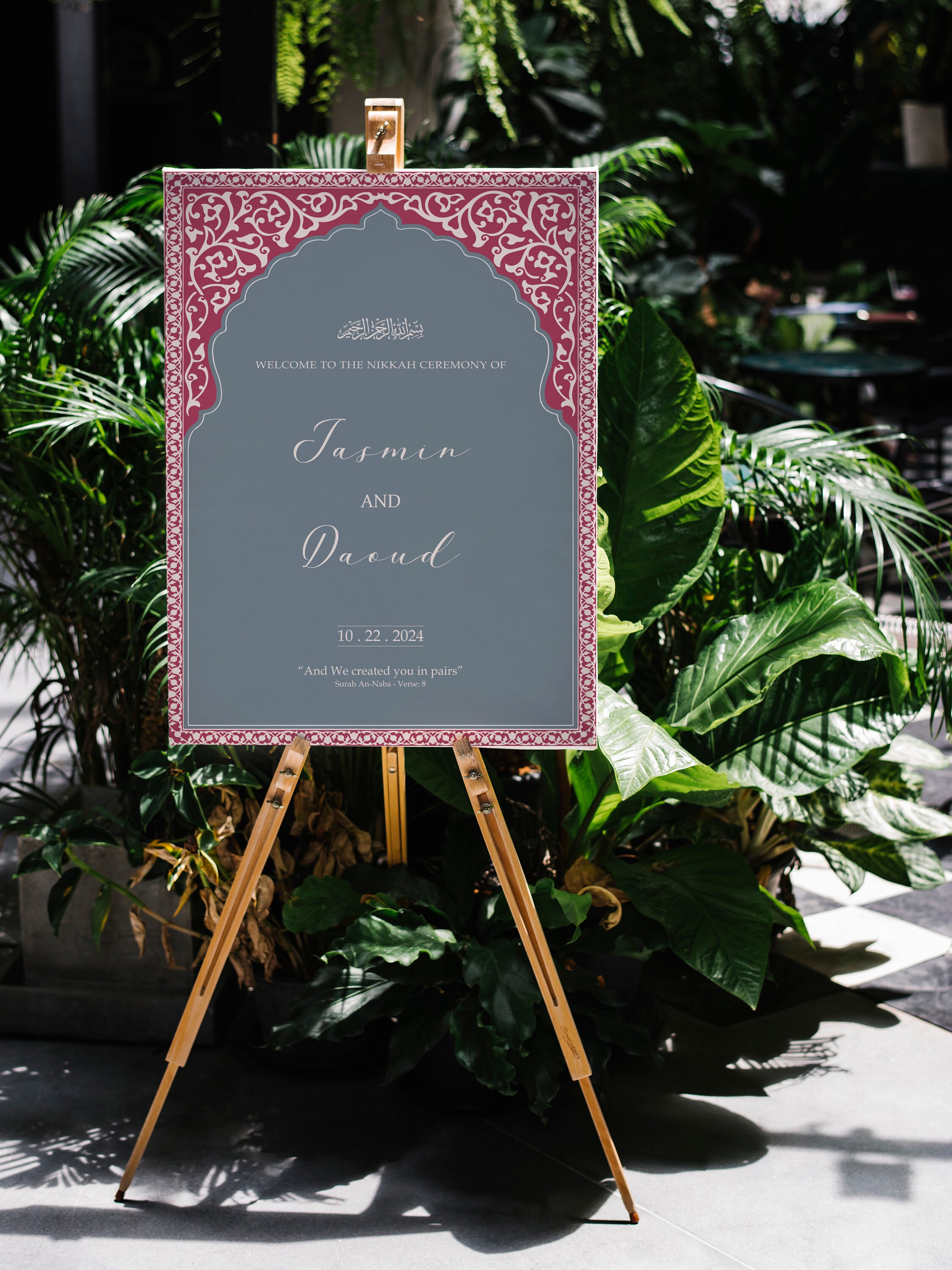 Luxury Muslim Wedding Welcome Sign, Vintage Welcome Sign, Nikkah ...