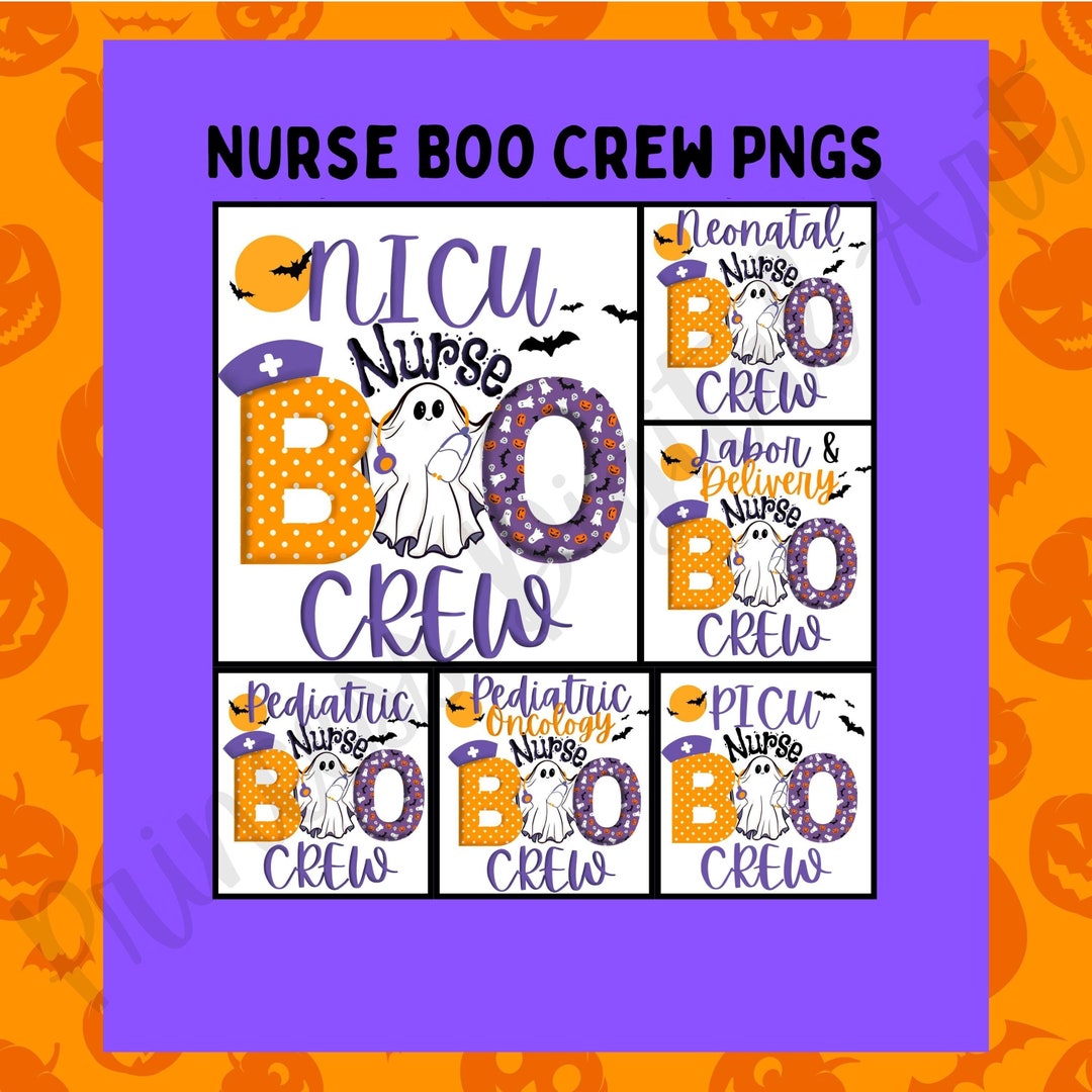 6 Cute Nurse BOO Crew Group or Team Shirt PNG Bundle Babies, Children ...