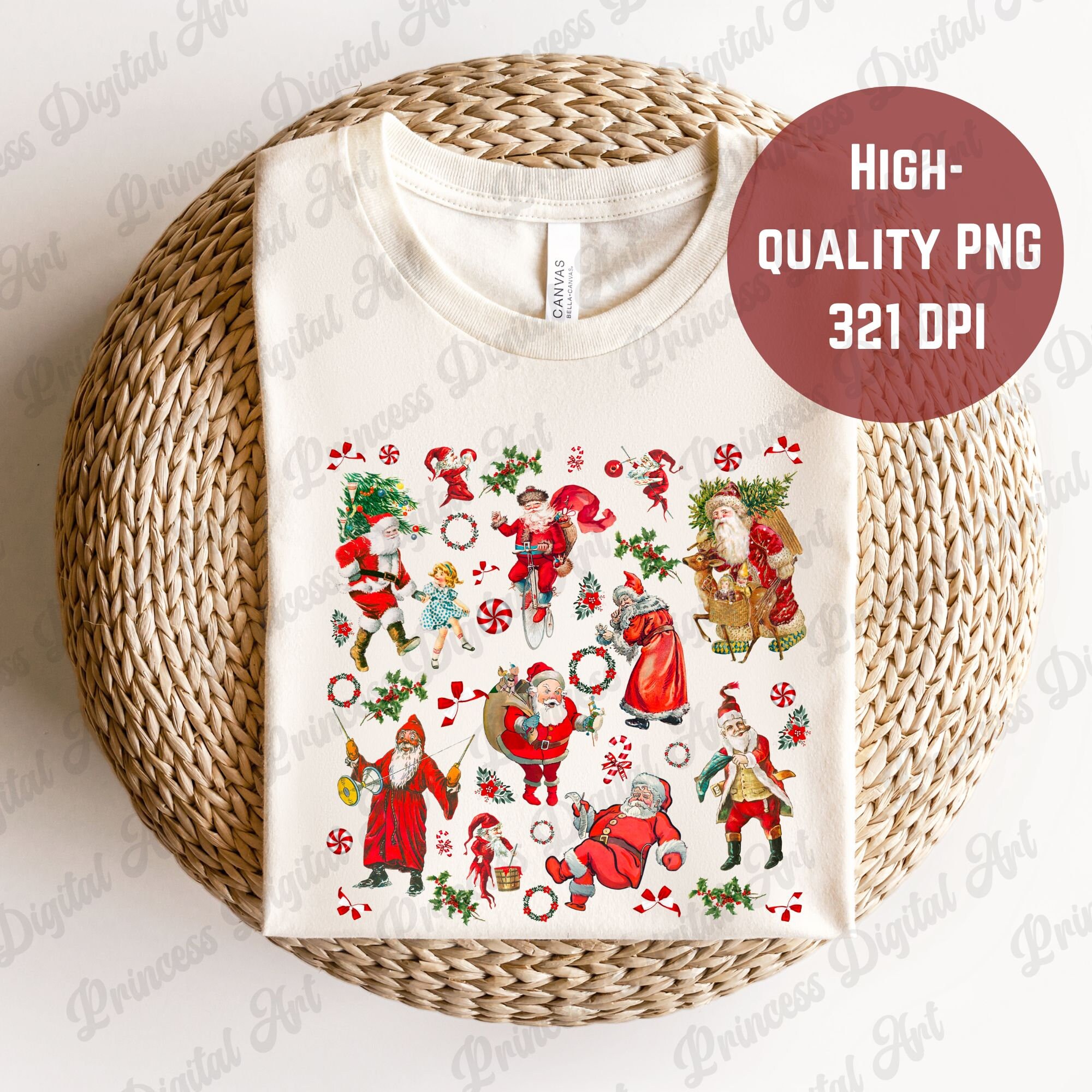 Vintage Santa Claus Collage Chart PNG Old Fashioned St. Nick Retro ...