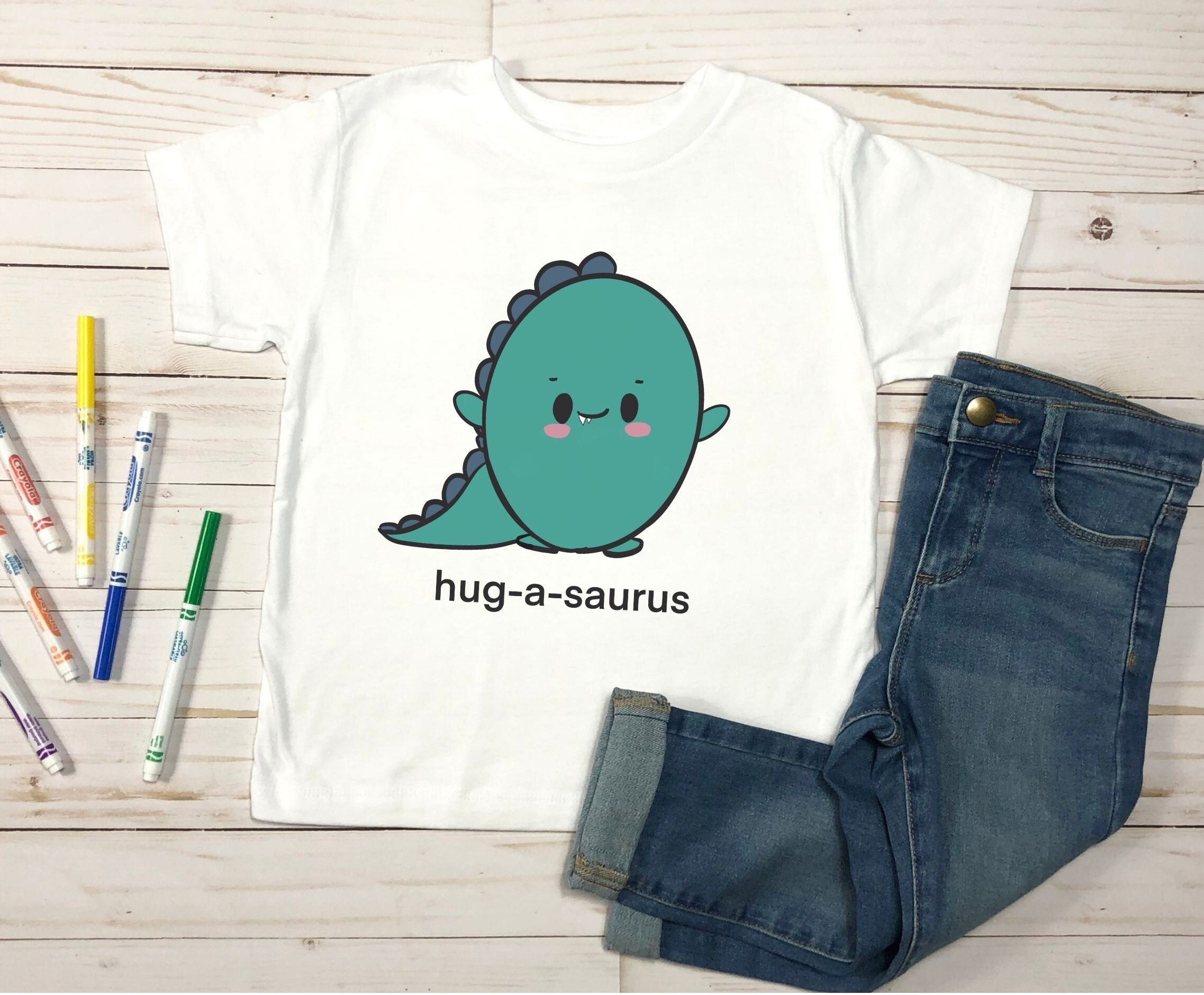 Cute Dinosaur Kawaii PNG, Hug-a-saurus Kids Sublimation Design Download ...