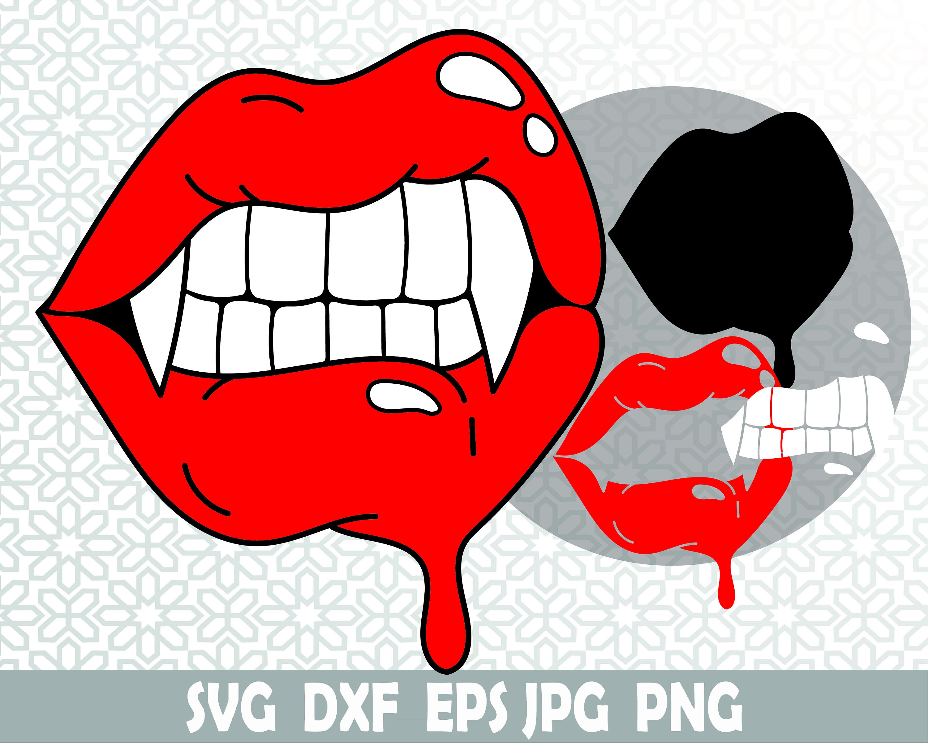 Labios y colmillos Svg Cricut svg Clipart SVG en capas - Etsy México