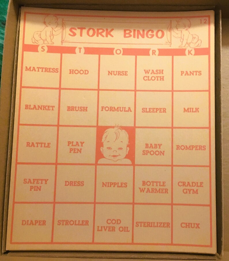1957 stork Bingo Baby Shower Game - Etsy