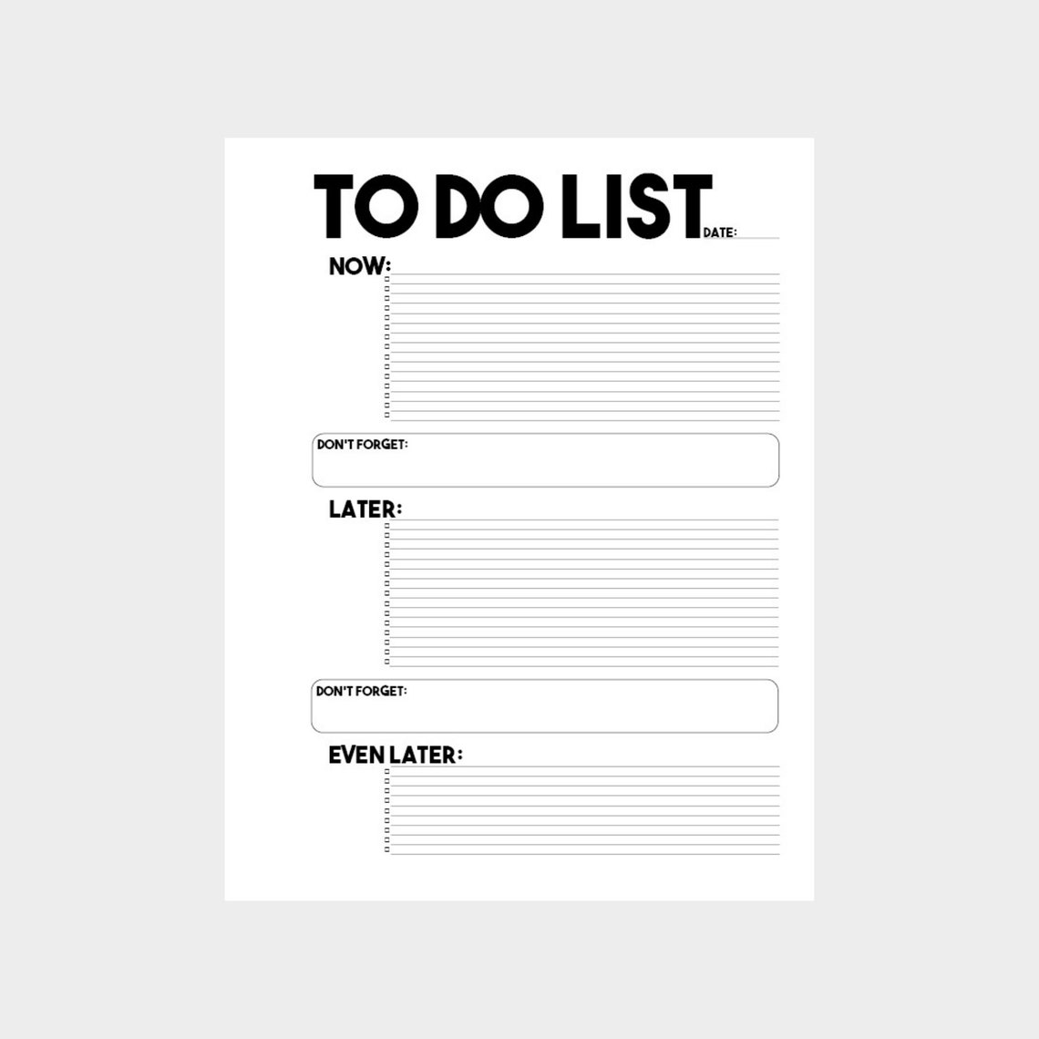 Now and Even Later to Do List - Downloadable PDF, Letter 8.5"x11" - Etsy