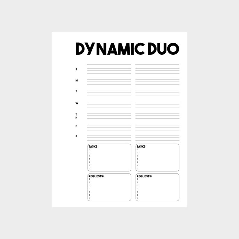 Dynamic Duo II List Planner, Downloadable and Printable PDF Letter 8.5 ...