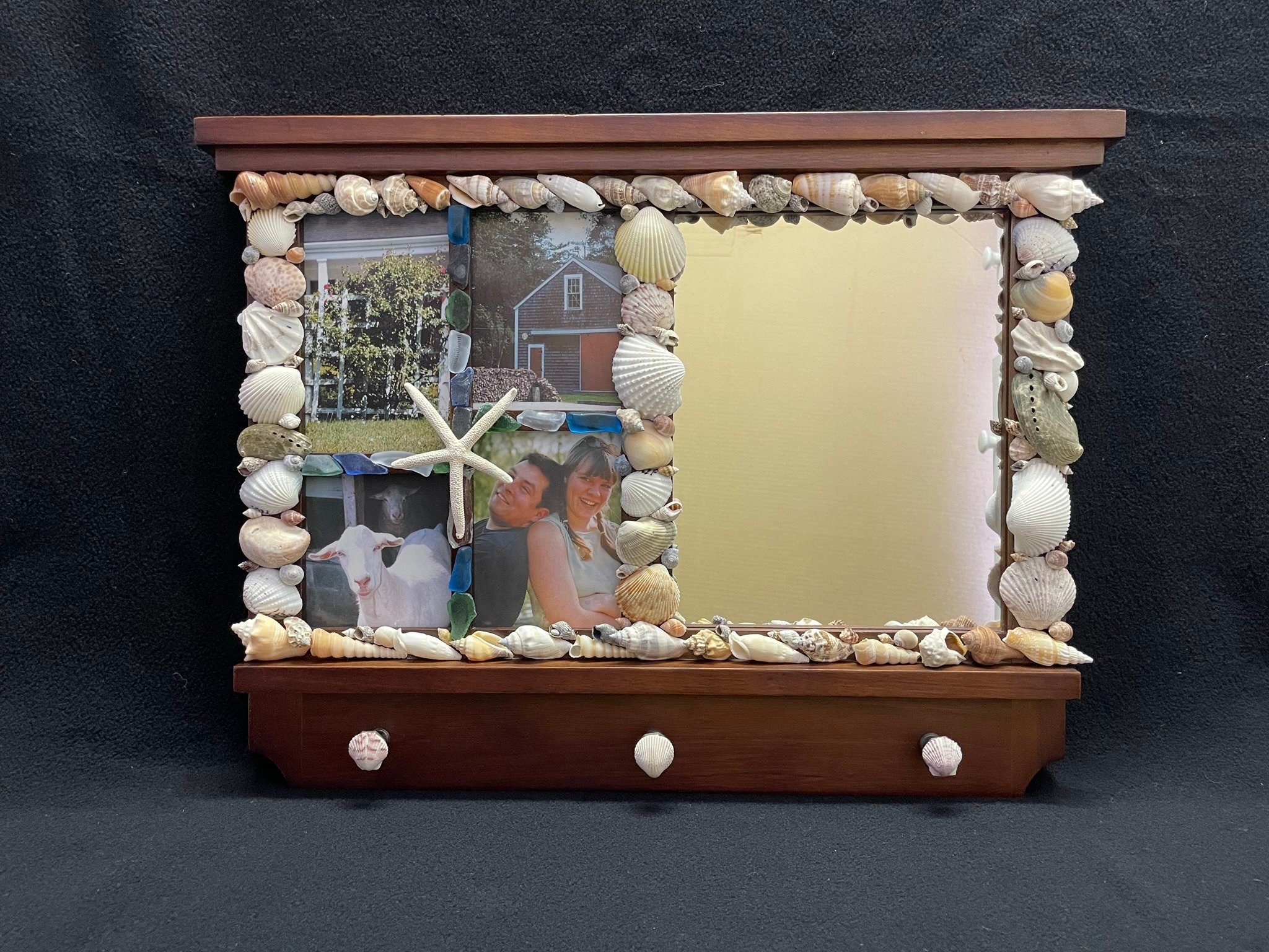 Sea Shell Decorated 8 X 10 Frame and 8 X 10 Mirror With Key Rack ...