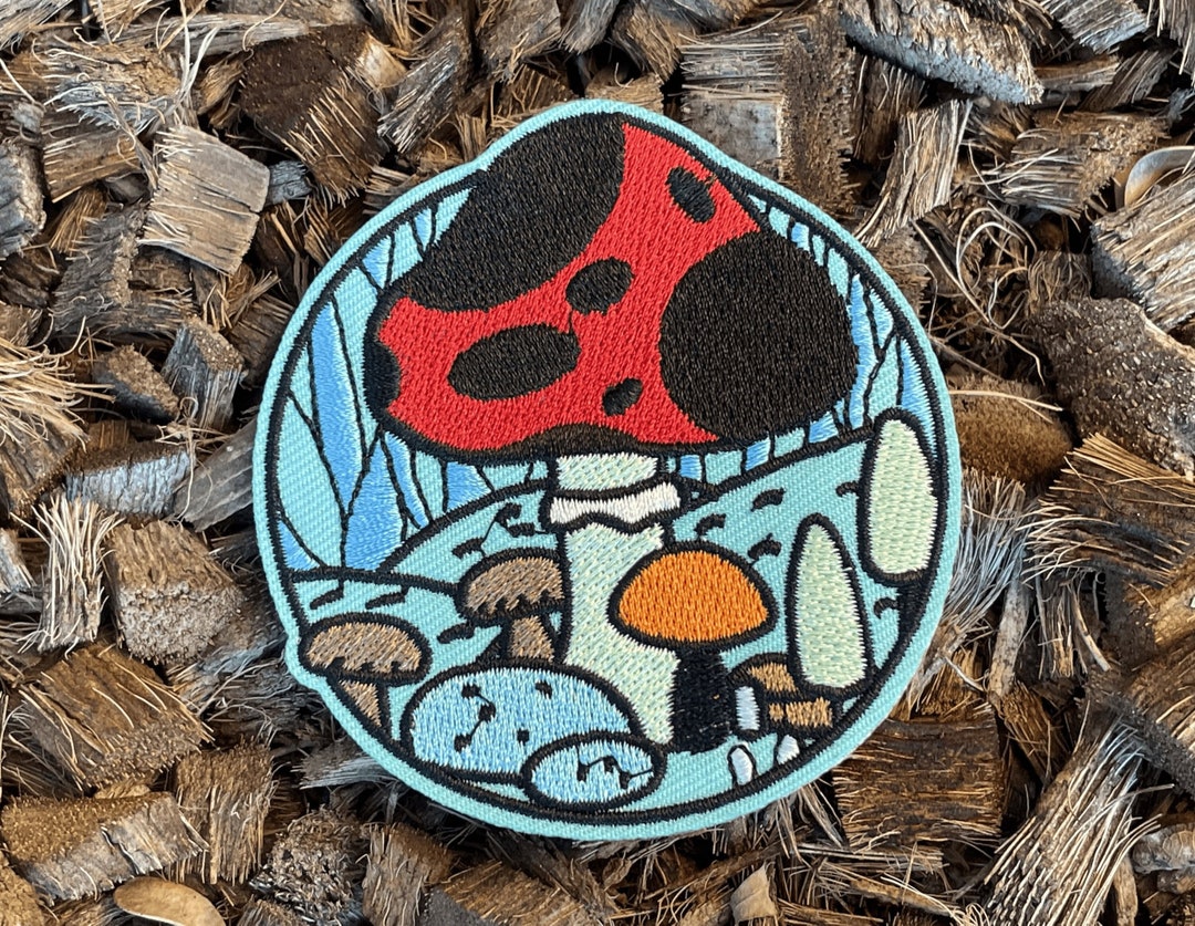 Garden Mushroom Patch, Fungi Iron on Patch, Magic Mushroom Embroidered ...