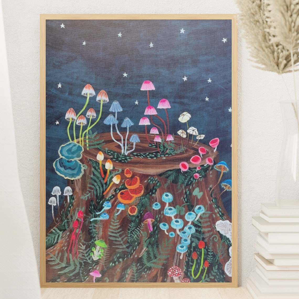 Mushy Mushy Night Wall Art Magic Mushroom Wall Decor Shroomy - Etsy