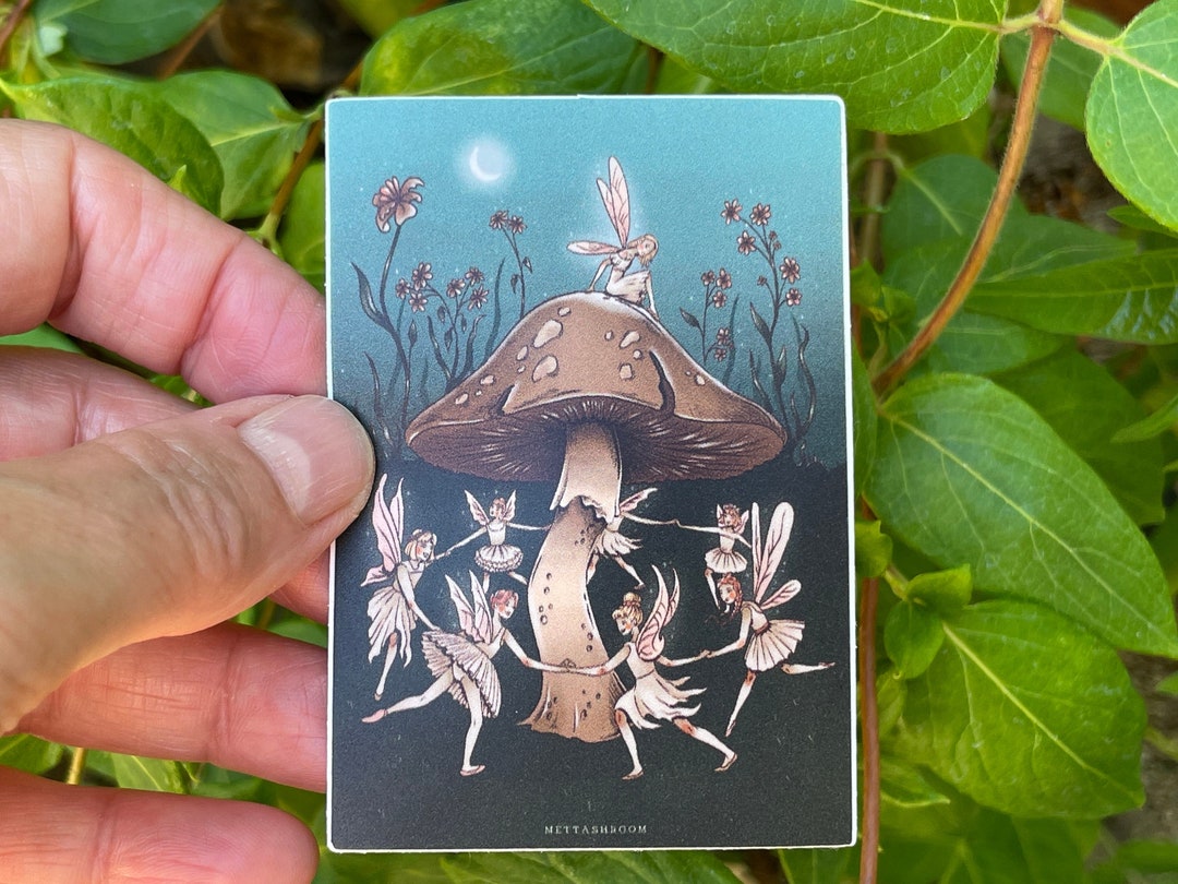 Garden Fairies Mushroom Sticker, Cottagecore Mushroom Stickers, Cute ...