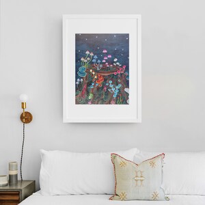 Mushy Mushy Night Wall Art, Magic Mushroom Wall Decor, Shroomy ...